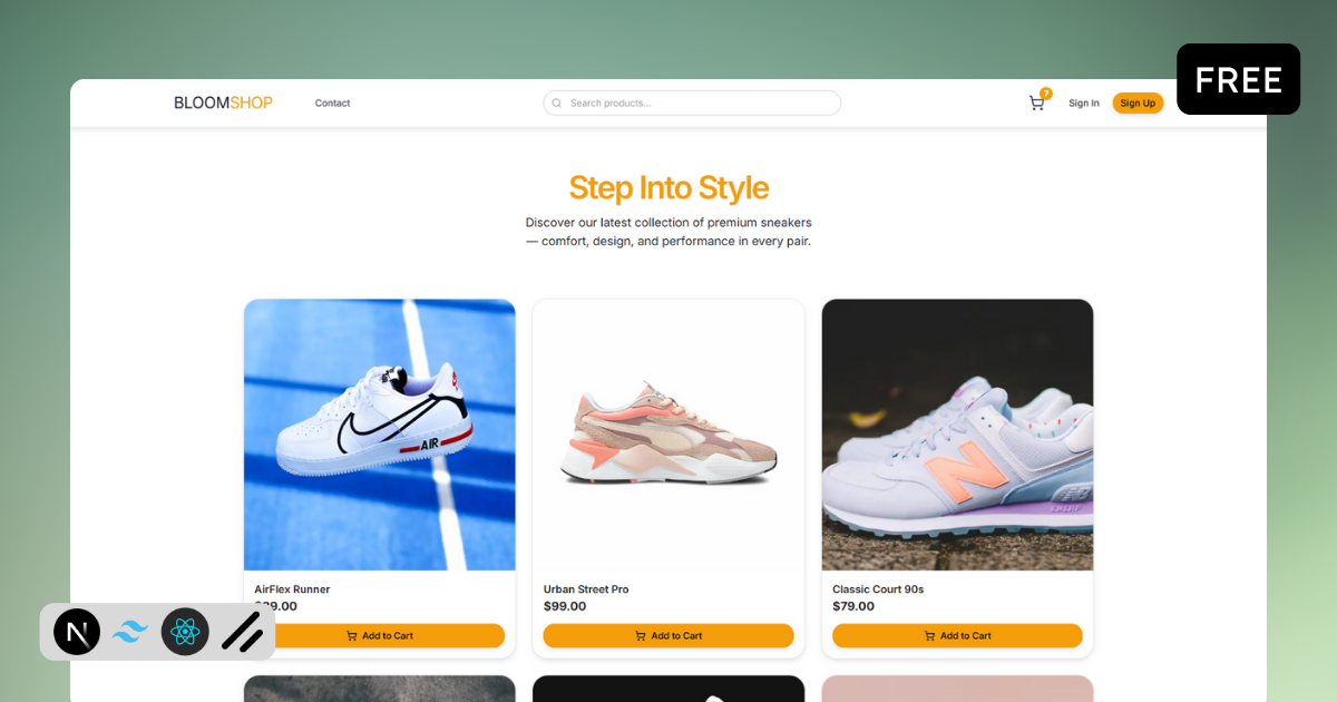 BloomShop - Free Next.js Tailwind CSS E-Commerce Template | BloomTPL